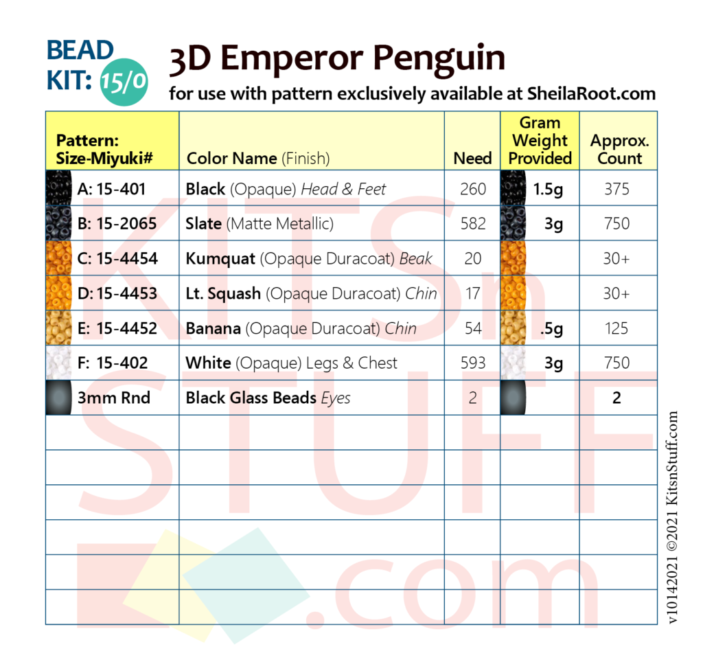 PenguinEmperor in the Buff 15/0 Bead Kit – KitsnStuff.com