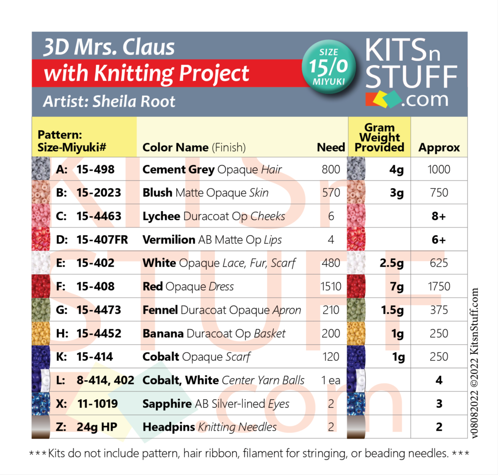 Claus Family:Complete Set15/0 Bead Kit – KitsnStuff.com