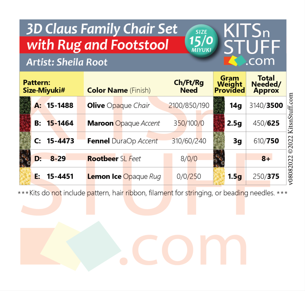 Claus FamilySet or Individual15/0 Bead Kits – KitsnStuff.com