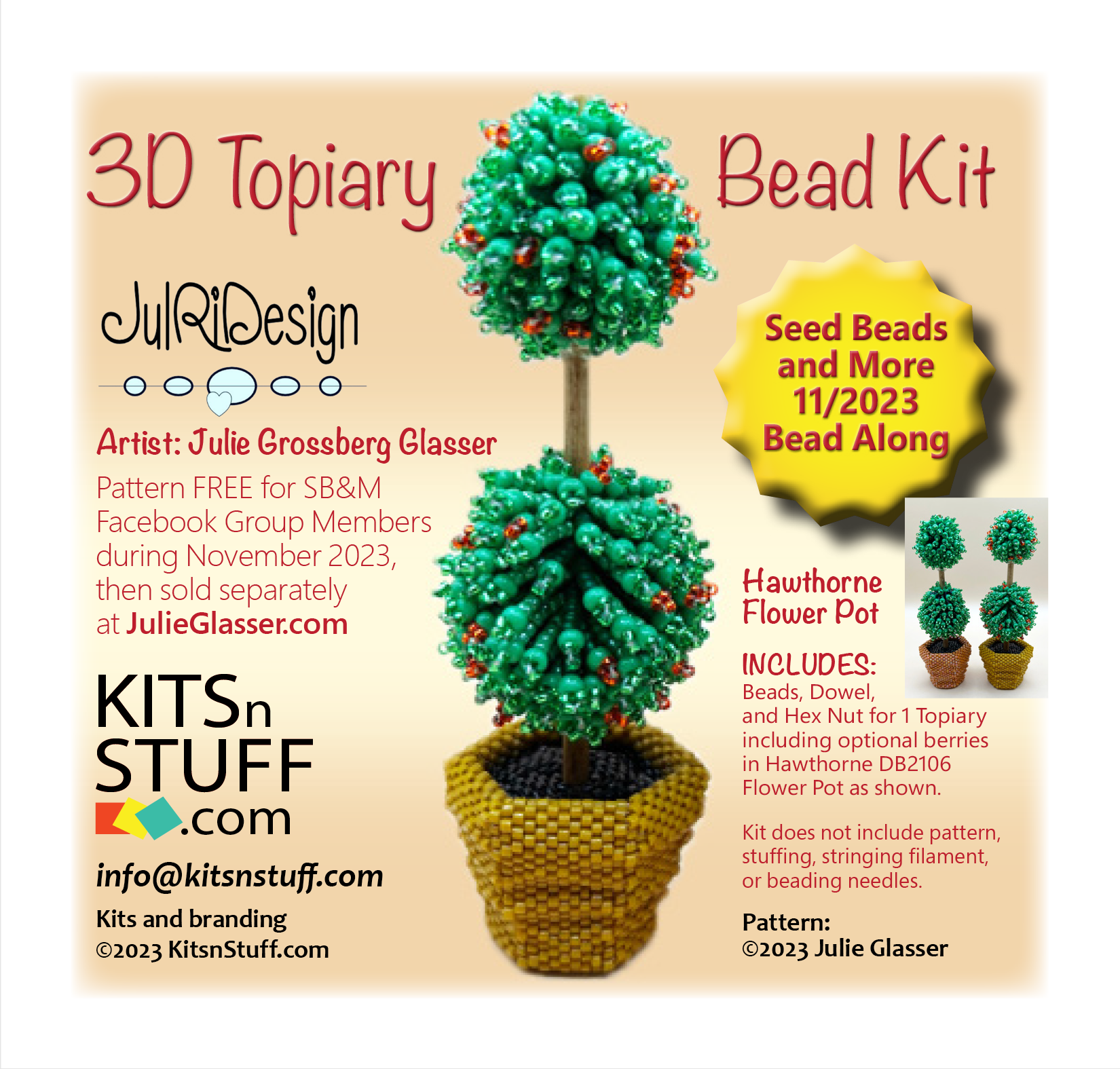 SB&M Bead-AlongJulRiDesign TOPIARYHawthorne Flower Pot – KitsnStuff.com