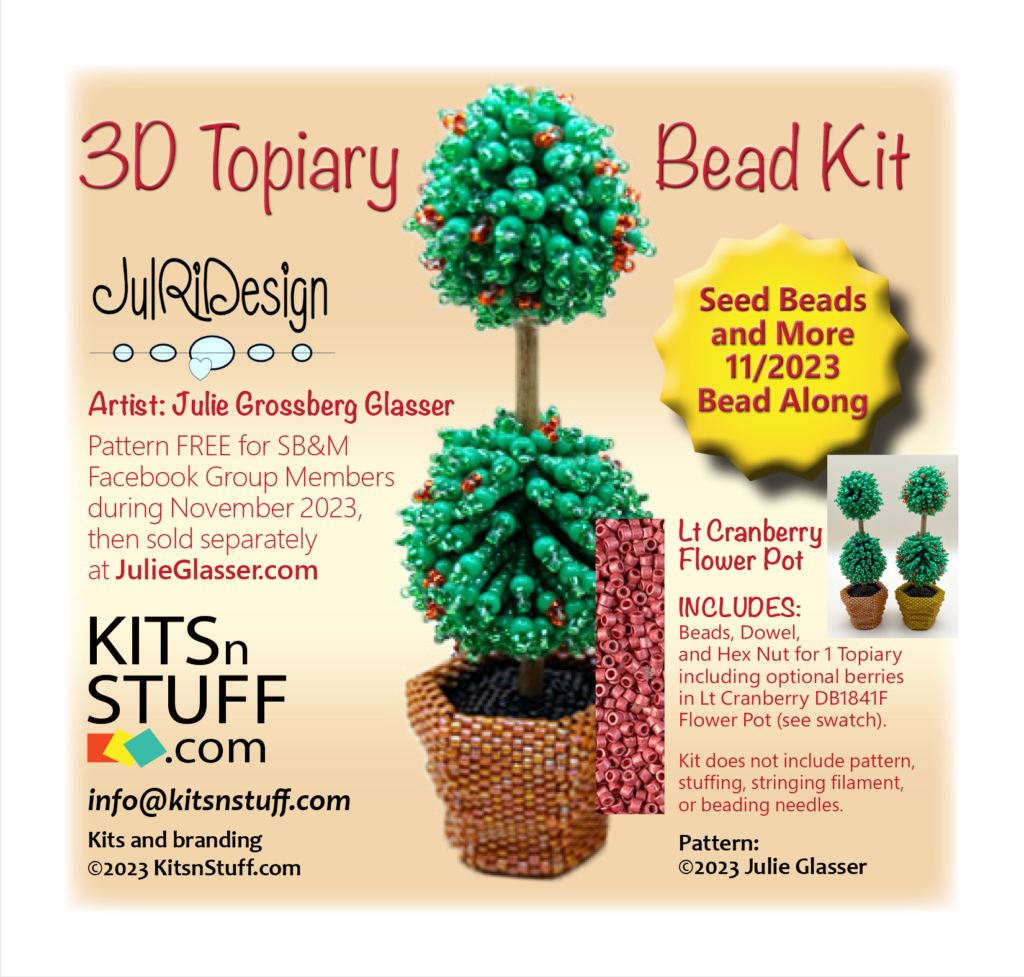 SB&M Bead-Along JulRiDesign TOPIARY Lt Cranberry DB1841F Flower Pot ...